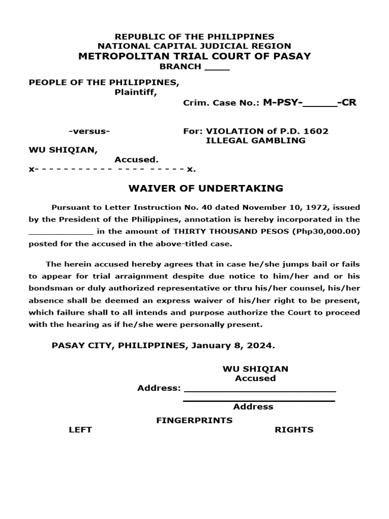 waiver-RTC-UNDERTAKING 3 | PDF