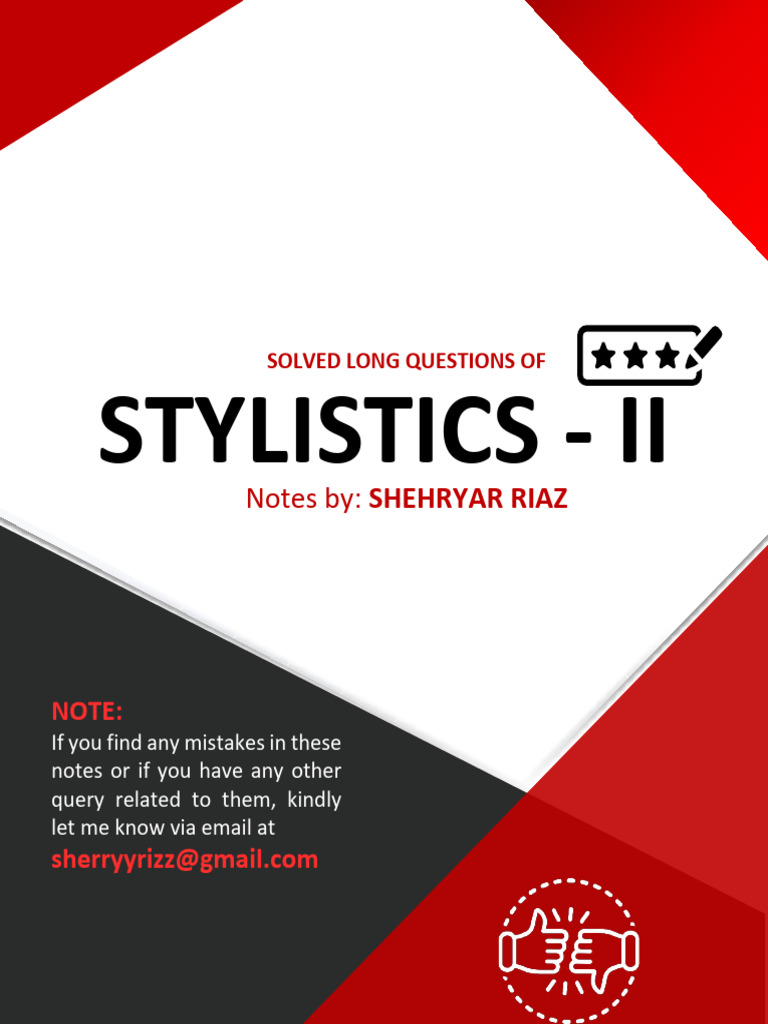 Stylistics 2 - Solved Long Questions Shehryar Riaz | PDF | Morphology ...