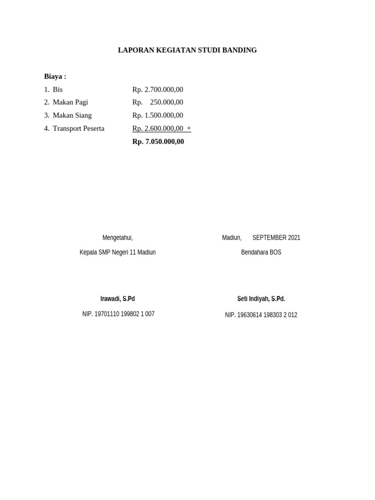 Laporan Kegiatan Studi Banding | PDF Laporan Kegiatan Studi Banding | PDF