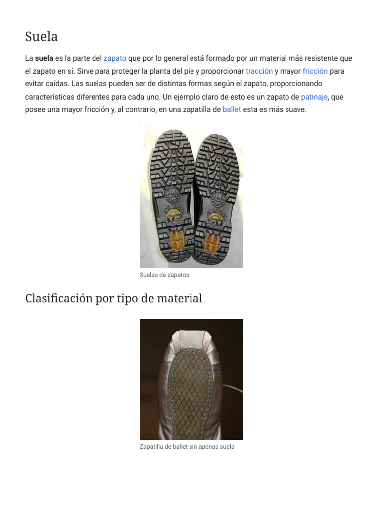 Suela - Wikipedia, La Enciclopedia Libre | PDF | Zapato | Caucho natural