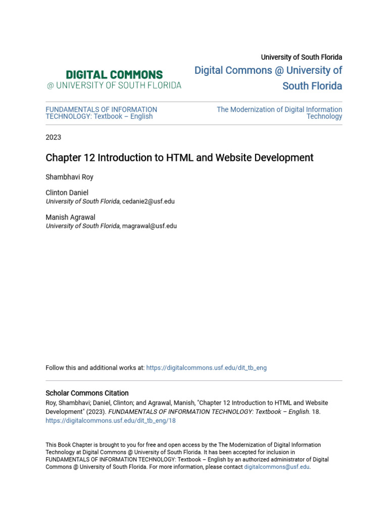 Chapter 12 Introduction To HTML and Website Development | PDF | Html ...