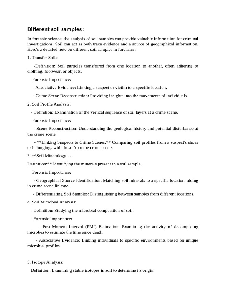 Different soil samples[1] | PDF | Crime Scene | Forensic Science