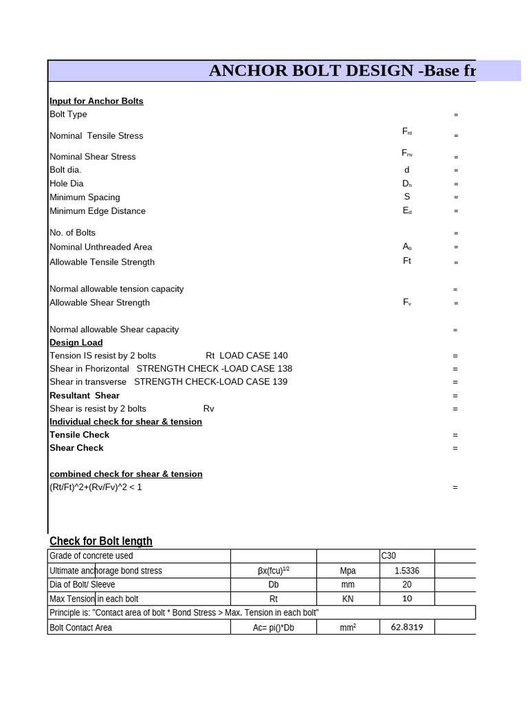 Foundation Bolt Design (Annexure#4) | PDF | Screw | Stress (Mechanics)
