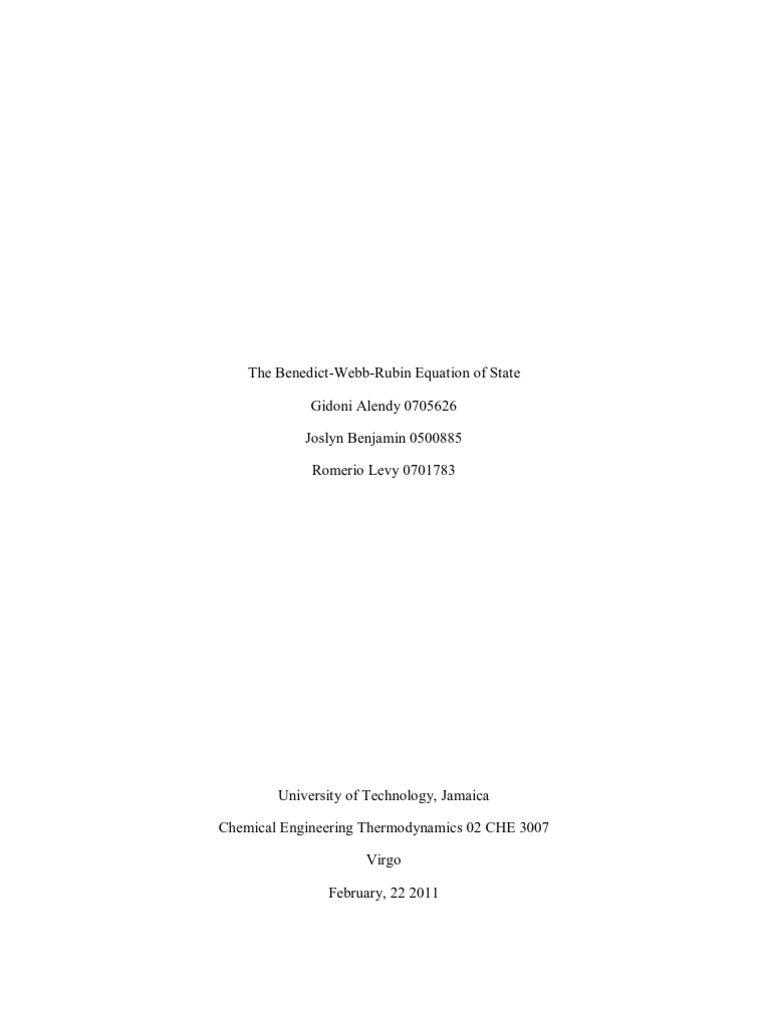BWR Equation of State Overview | PDF | Teaching Methods & Materials ...