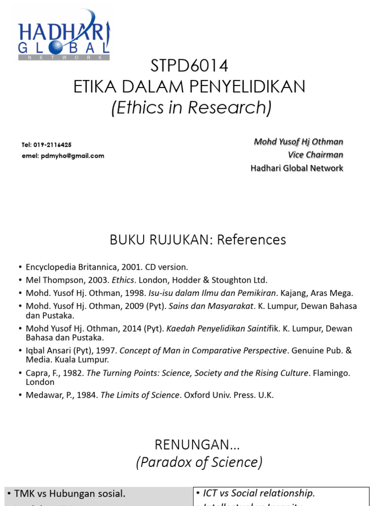 Lecture 4 Etika Penyelidikan (Research Ethics) | PDF