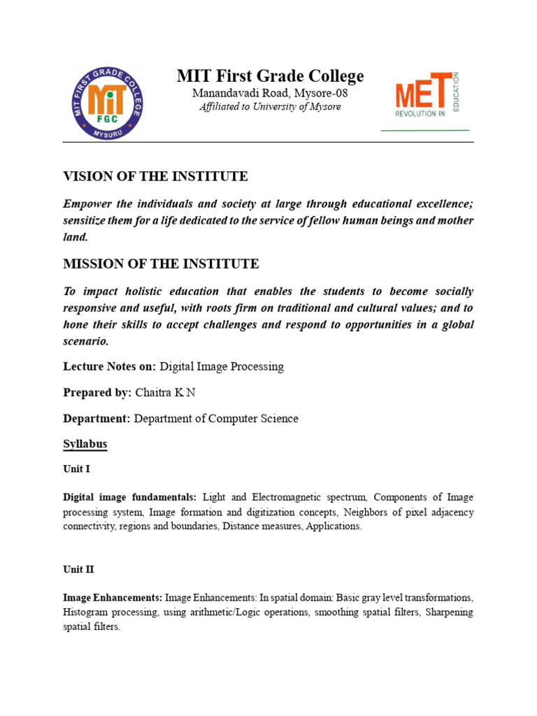 Digital Image Processing Notes 2020 | PDF | Electromagnetic Radiation ...