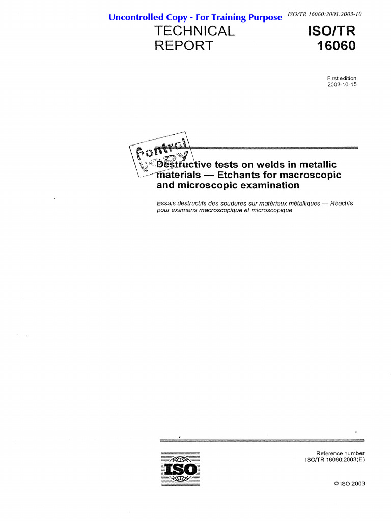ISO TR 16060 DT - Etchants - Micro - Macro | PDF | International ...