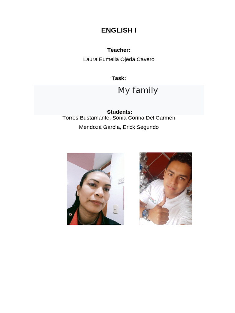 My Family: Descriptions and Roles | PDF