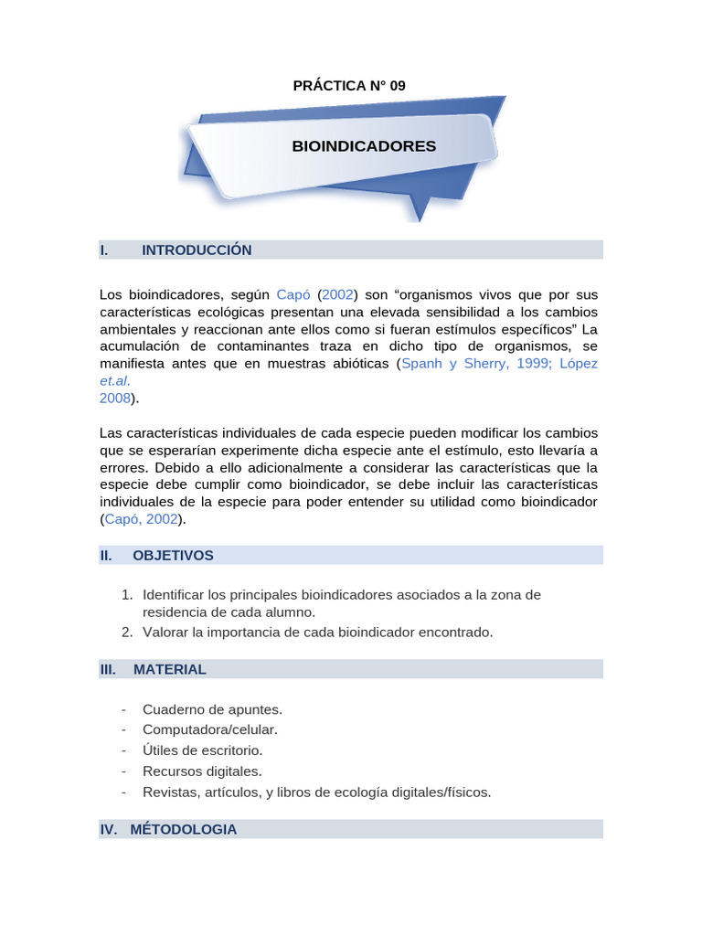 Practica N 9 - Bioindicadores | PDF | Alimentos | Ecología