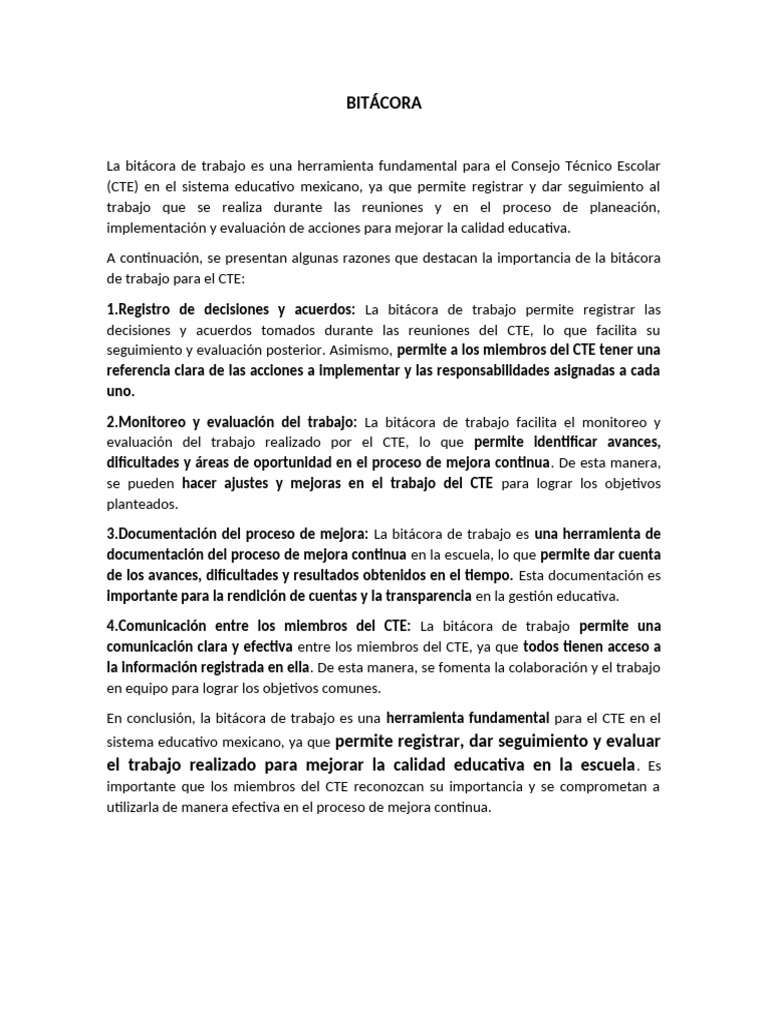 Bitácora Elementos | PDF