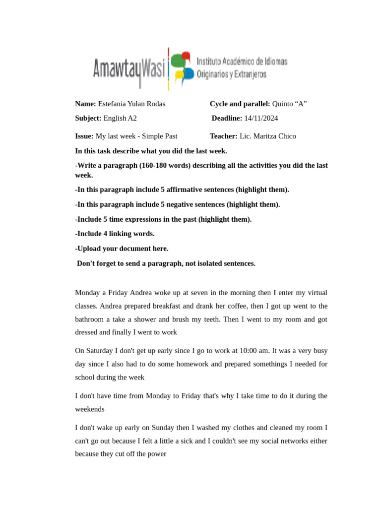 Daily Routine - Task 1 | PDF