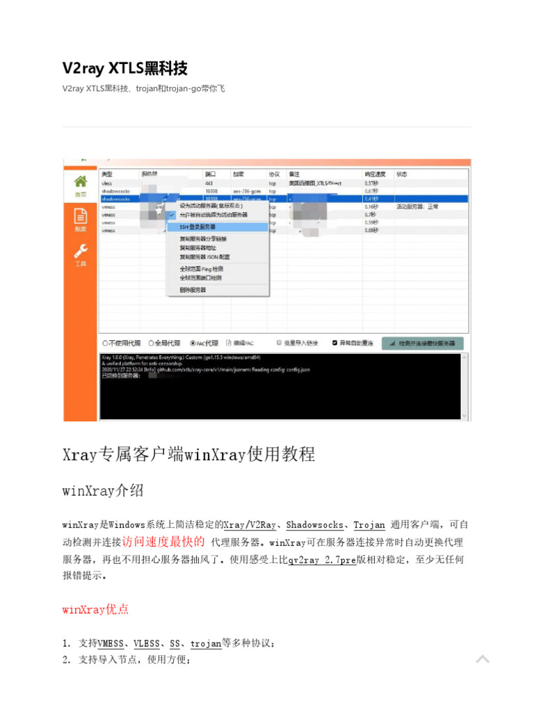 Xray专属客户端winXray使用教程 - V2ray XTLS黑科技 | PDF