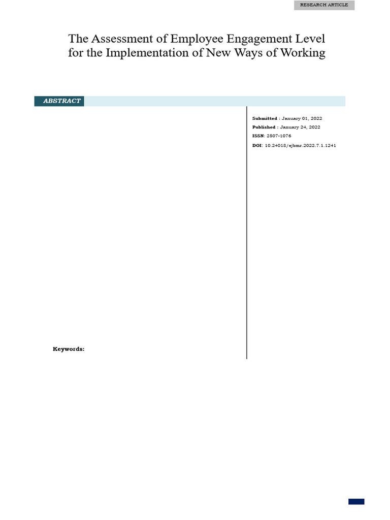 The Assessment of Employee Engagement Level For TH | PDF | Quantitative ...