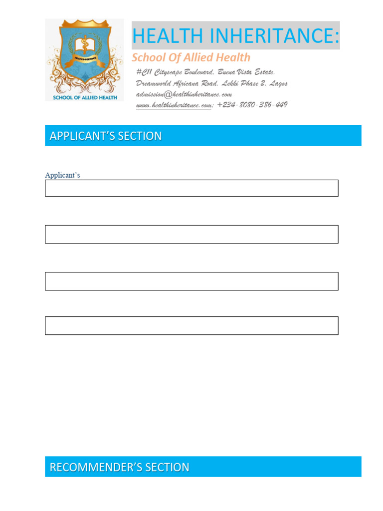 HI Recommendation Form C11-1 | PDF