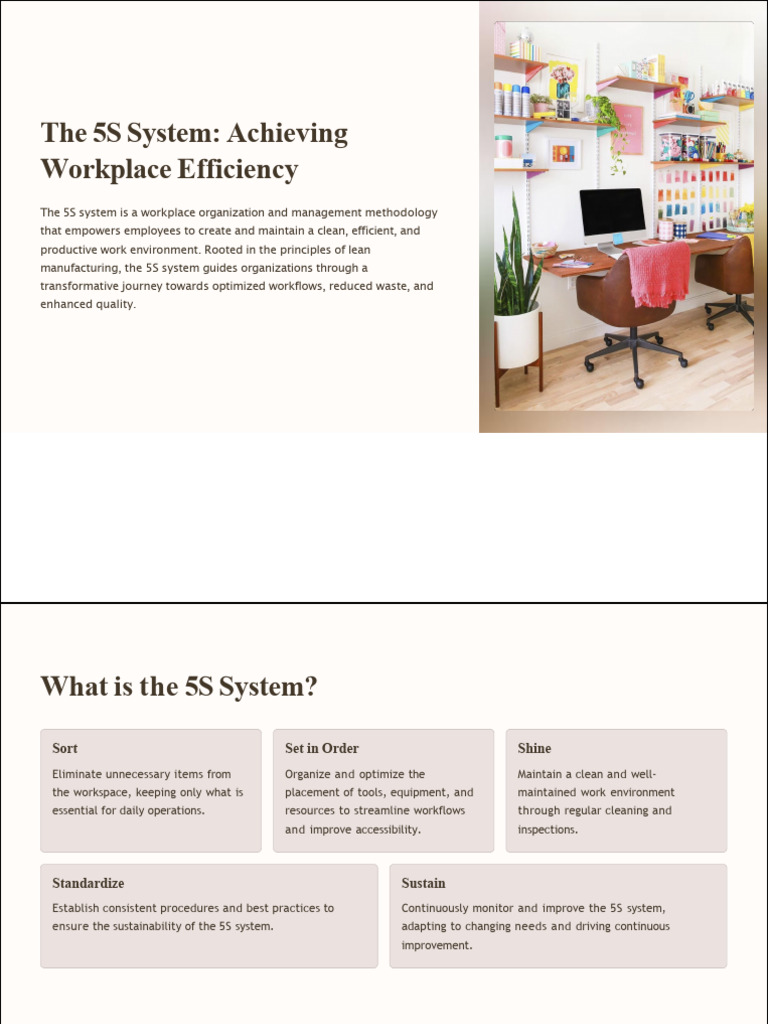 The 5S System Achieving Workplace Efficiency | PDF | Employment ...