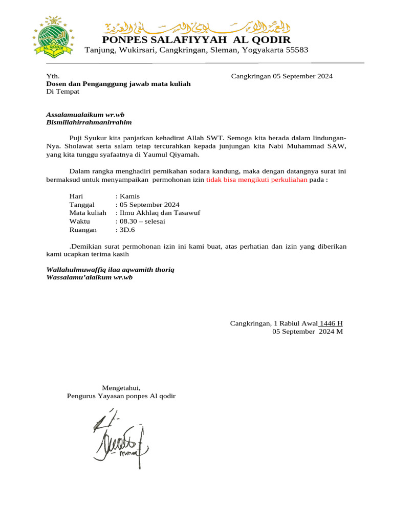 Format Surat Izin Kegiatan | PDF