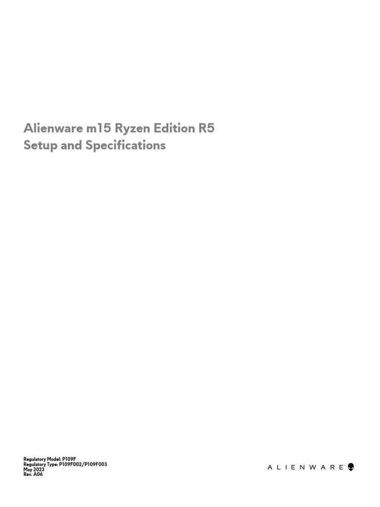 Alienware m15 Ryzen Edition r5 Setup Specs en Us | PDF | Usb | Wi Fi
