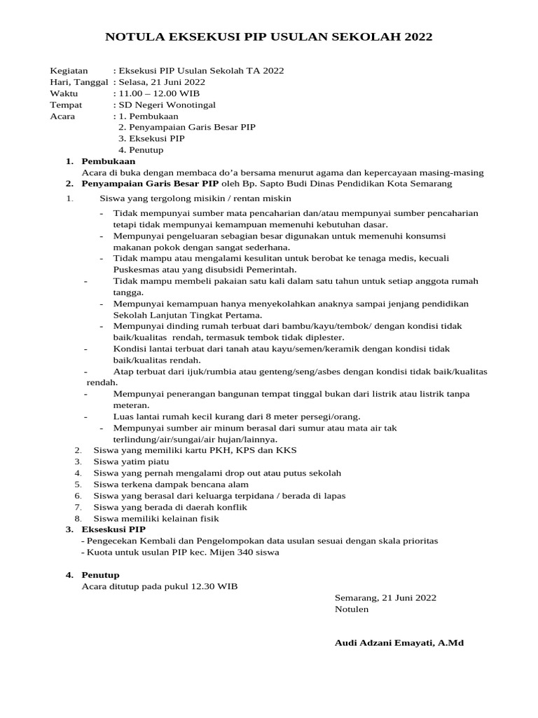Eksekusi Usulan Pip 2022 | PDF