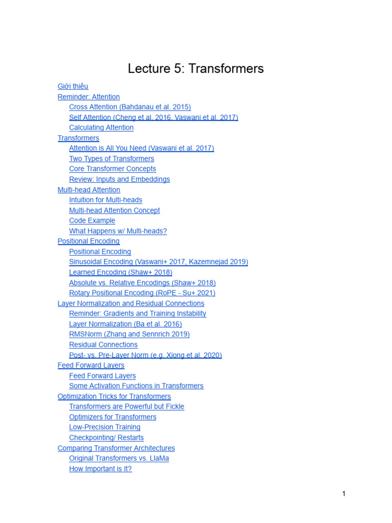Lecture 5 Transformers | PDF