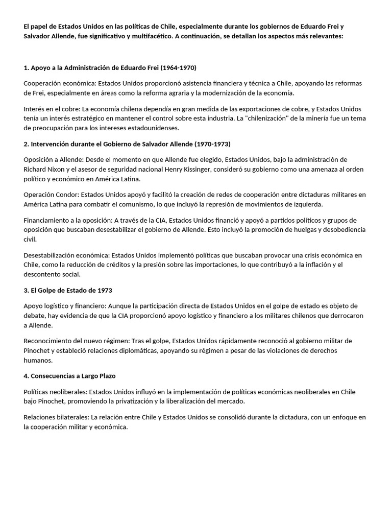 El Papel de Estados Unidos en Las Políticas de Chile | PDF | Los ... El Papel de Estados Unidos en Las Políticas de Chile | PDF | Los ...