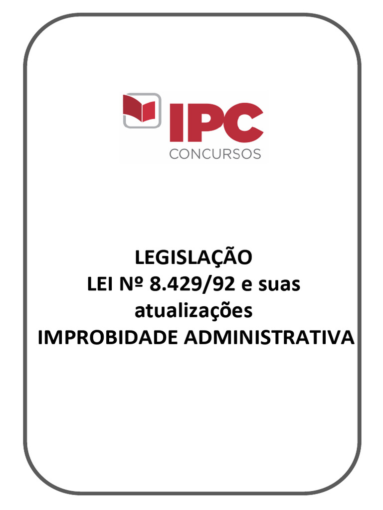 Lei de Improbidade Administrativa 8.429/92 | PDF | Sentença (jurídico ...