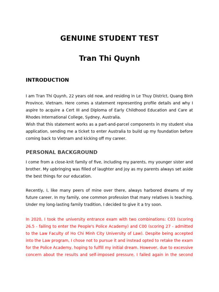 Study Plan - Tran Thi Quynh | PDF | Early Childhood Education | International Student