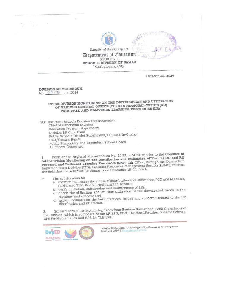 Inter Divsion Monitoring On LR Memo | PDF