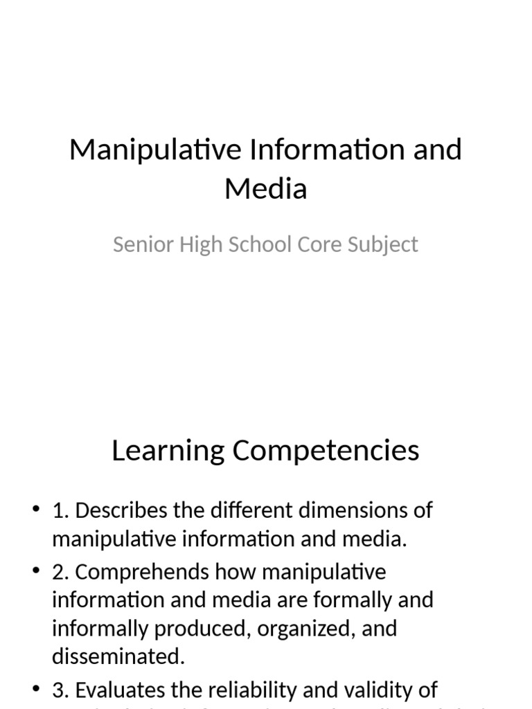 Manipulative Information and Media | PDF