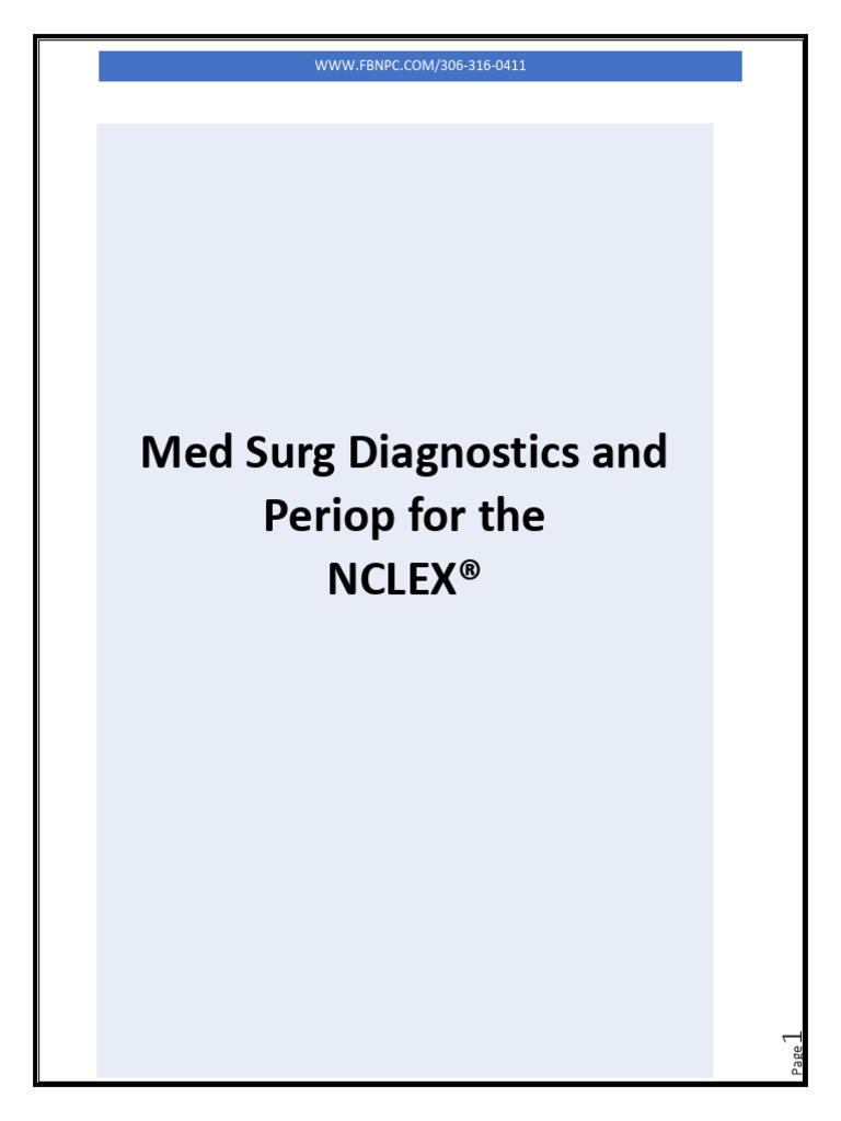 Module 4 Med Surg Diagnostics and Periop For The NCLEX (Student Copy ...
