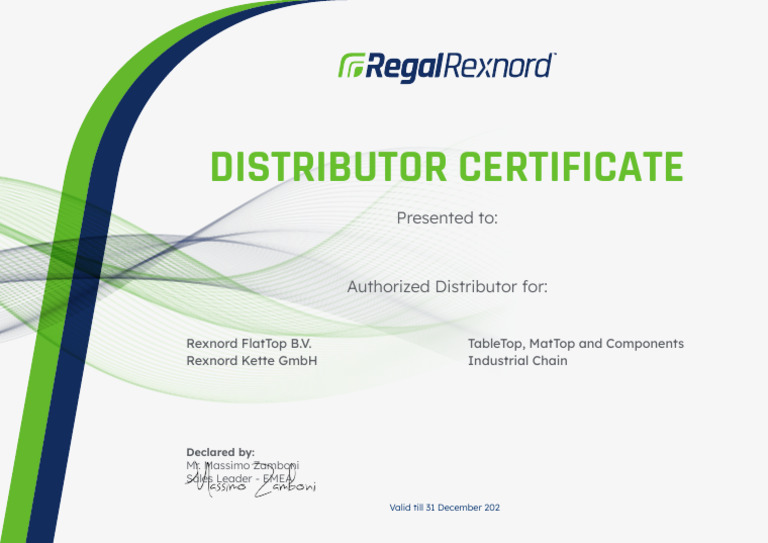 Mercanta Rexnord Distributor Certificate | PDF