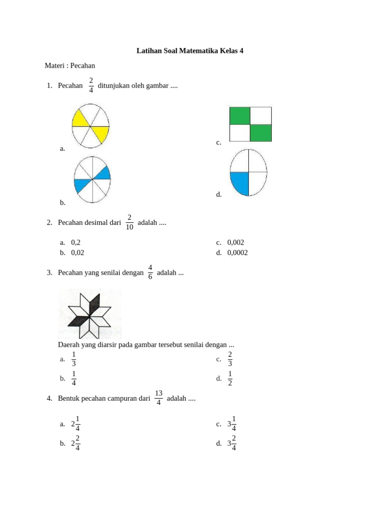 Latihan Membaca Dan Memahami Teks Kelas 4 - Pecahan | PDF