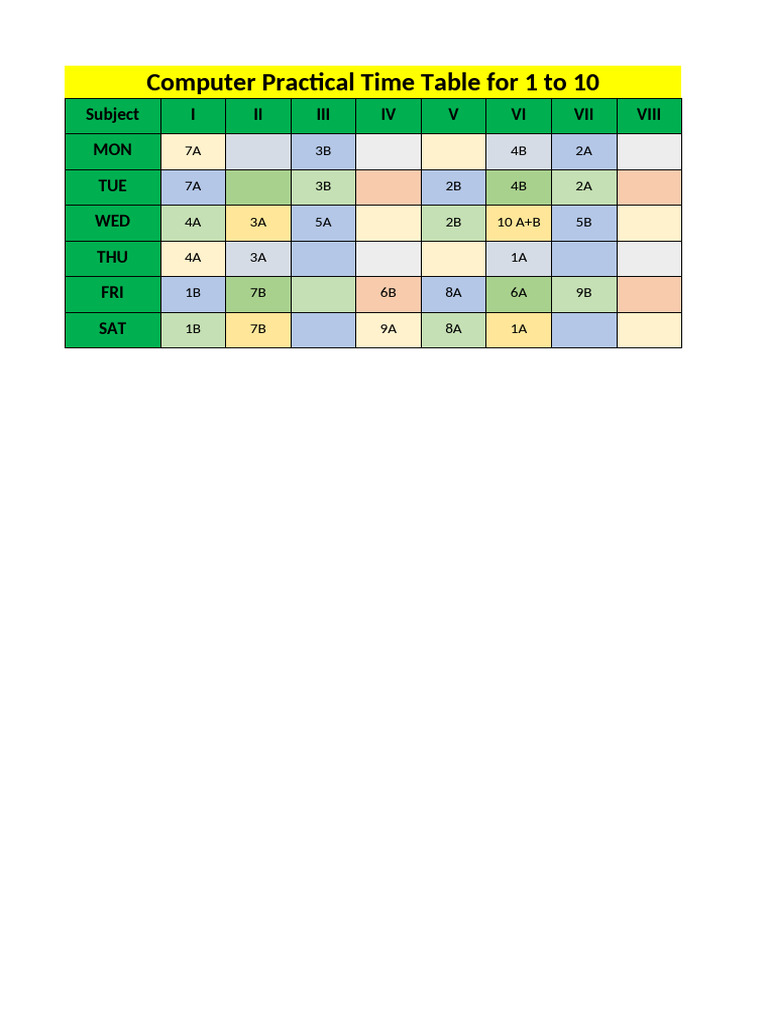 Practical Time Table | PDF