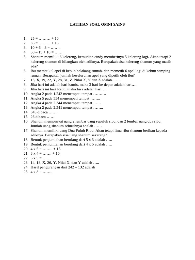 Latihan Soal OMNI SAINS | PDF