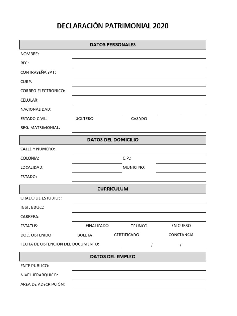 Declaración Patrimonial | PDF