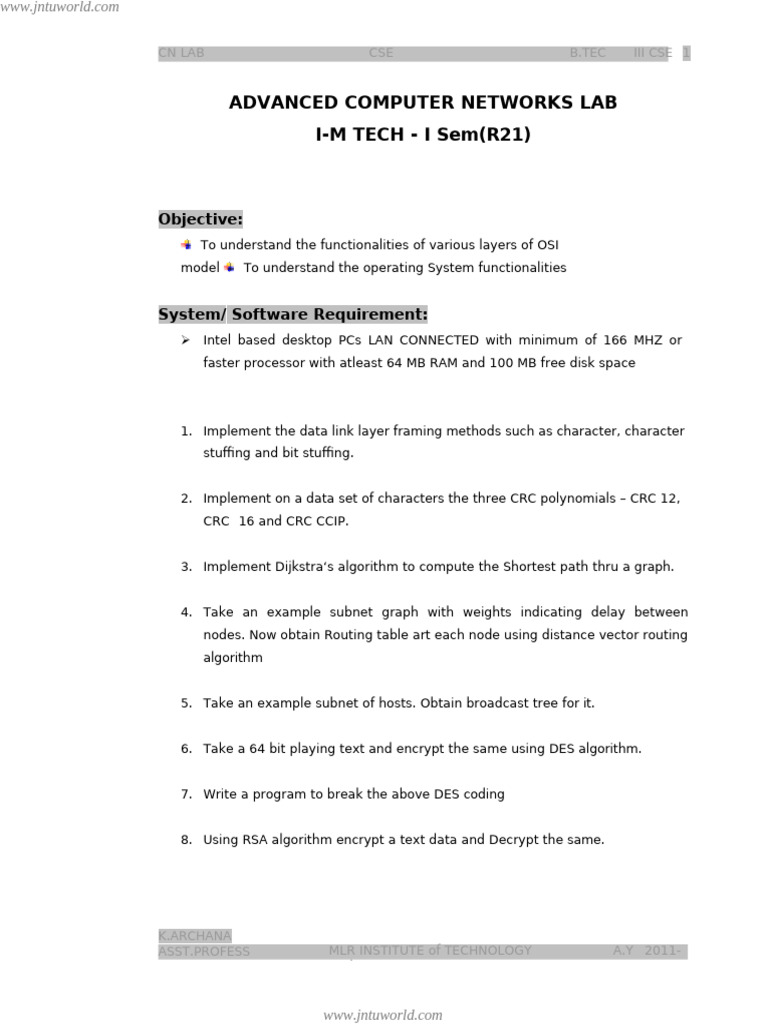 Advanced Computer Networks Lab Manual | PDF | Computer Network | Routing