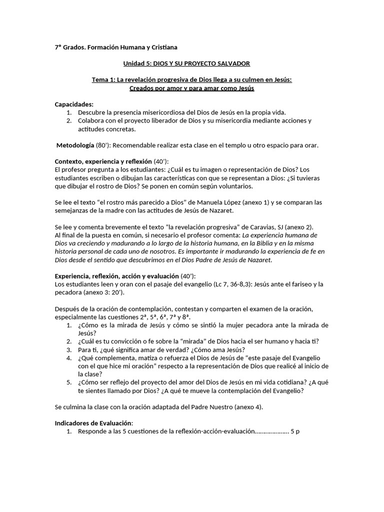 7.U5.T1.Revelacion - Xto. 2 | PDF | Jesús | Oración