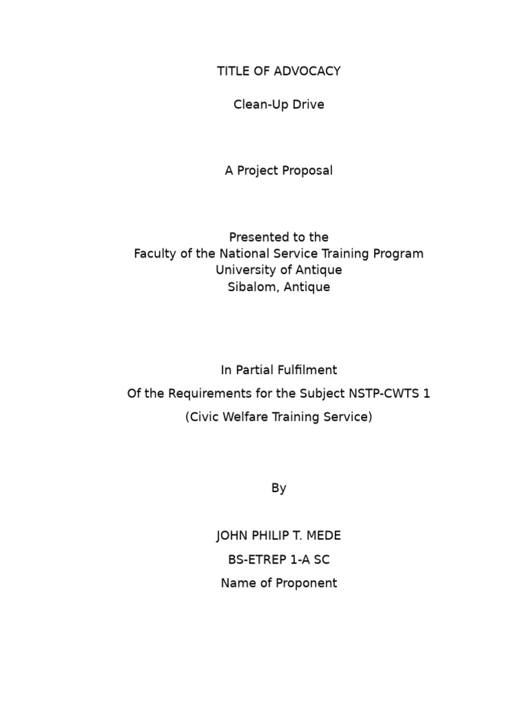 Clean-Up Drive Project Proposal | PDF