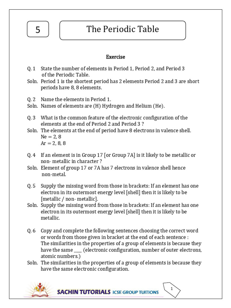 The Periodic Table - VD | PDF | Periodic Table | Chemical Elements