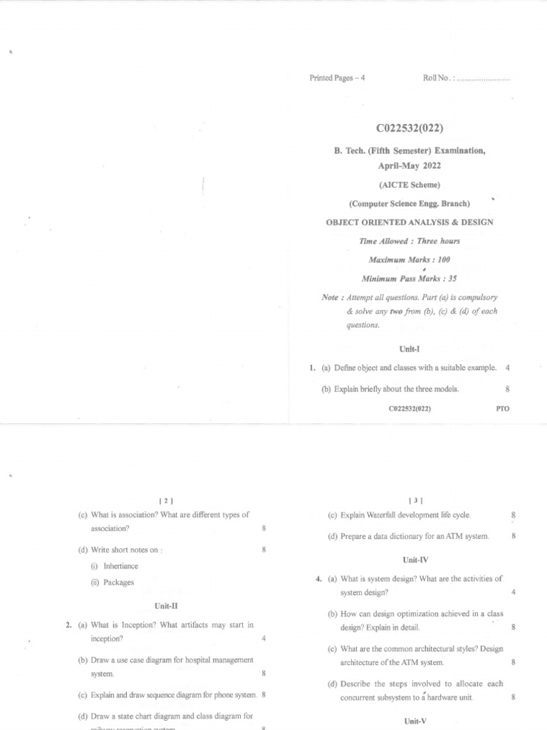 2022-Apr-May-Object Oriented Analysis - Design (AICTE) | PDF