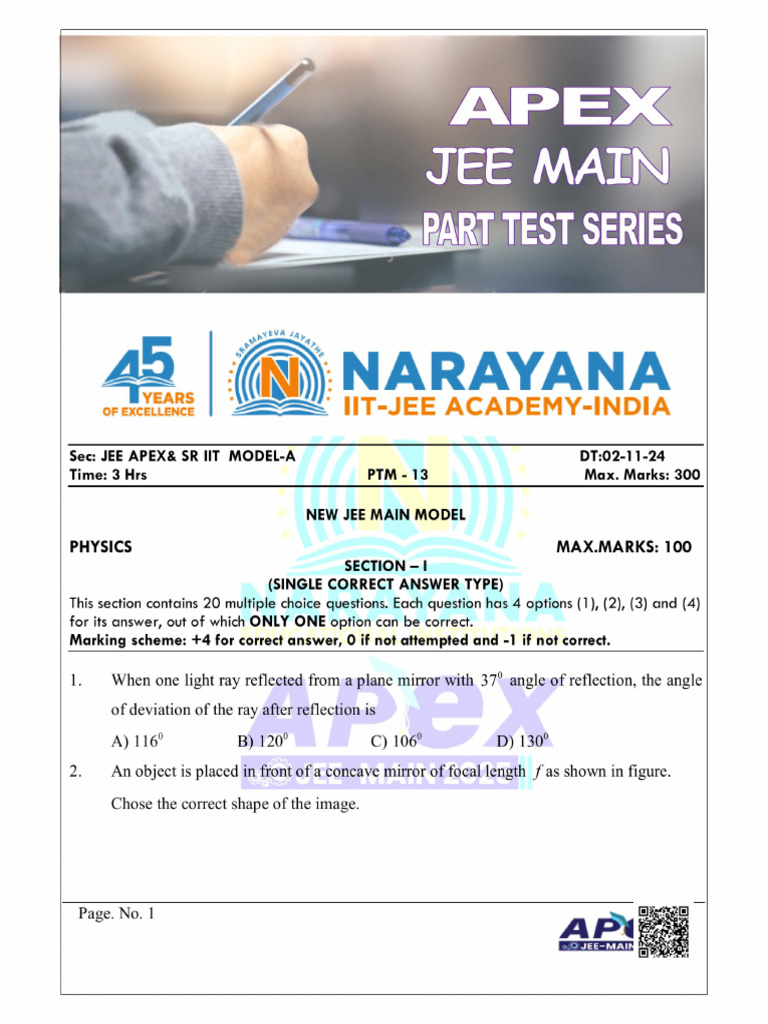 02-11-2024 SR IIT JEE APEX Jee Main MODEL PTM-13 QP FINAL | PDF