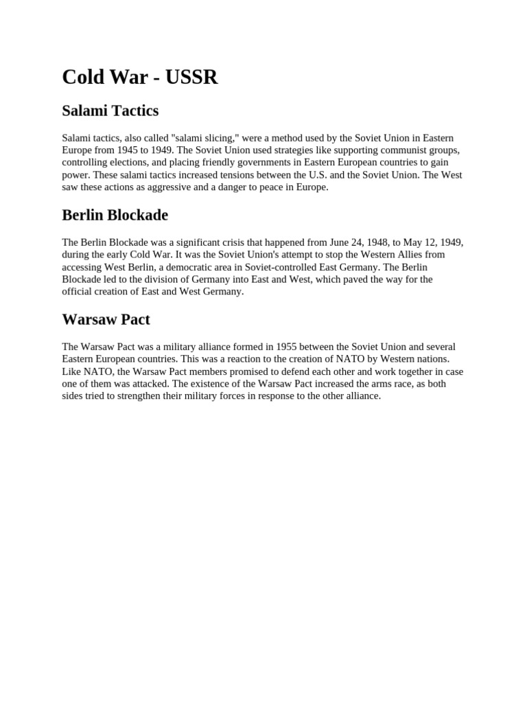 Cold War Strategies of the USSR | PDF