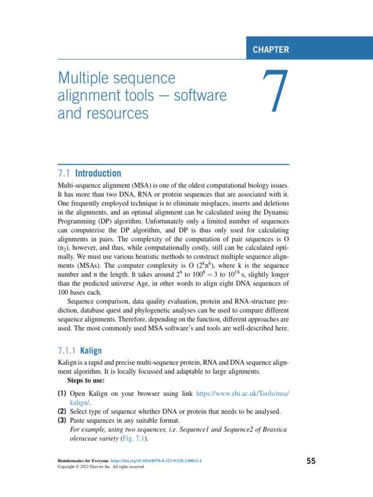 Chapter 7 Multiple Sequence Alignment Tools Sof 2022 Bioinformatics For | PDF | Sequence ...