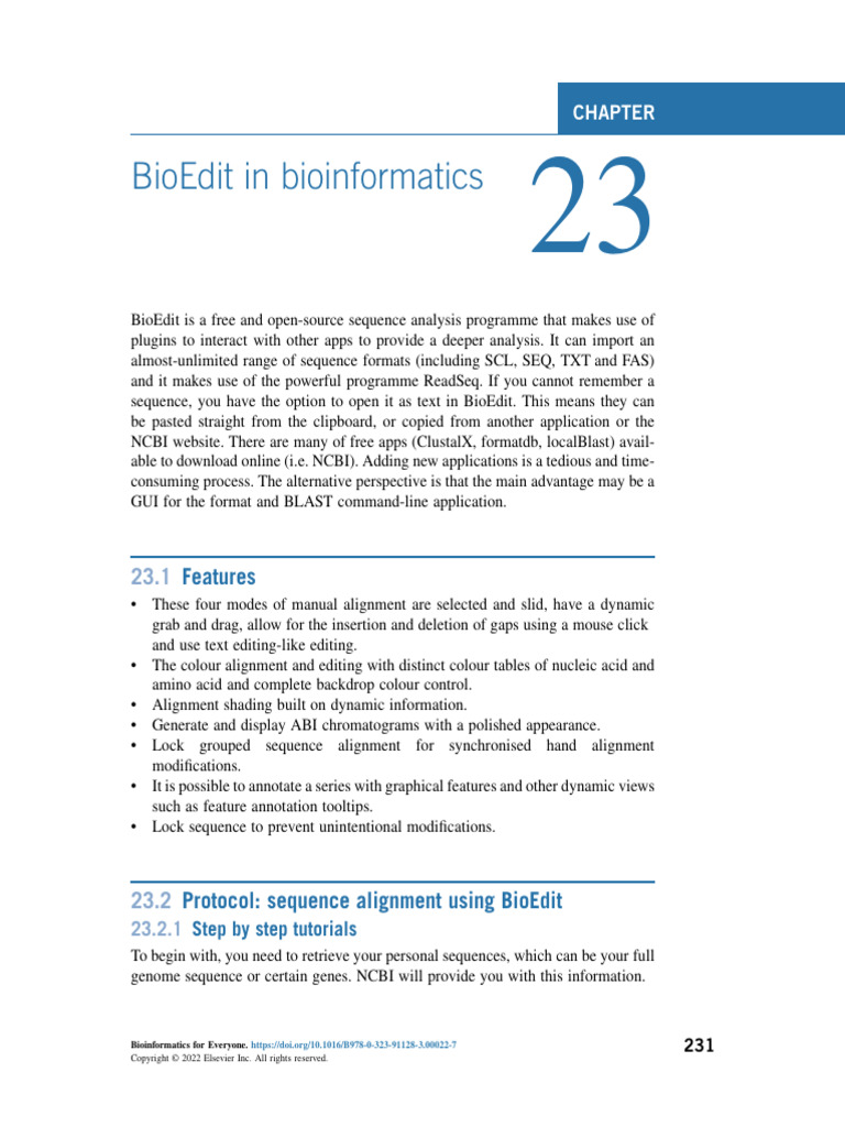 Chapter 23 - BioEdit in Bioinformatics - 2022 - Bioinformatics For Everyone | PDF | Nucleic Acid ...