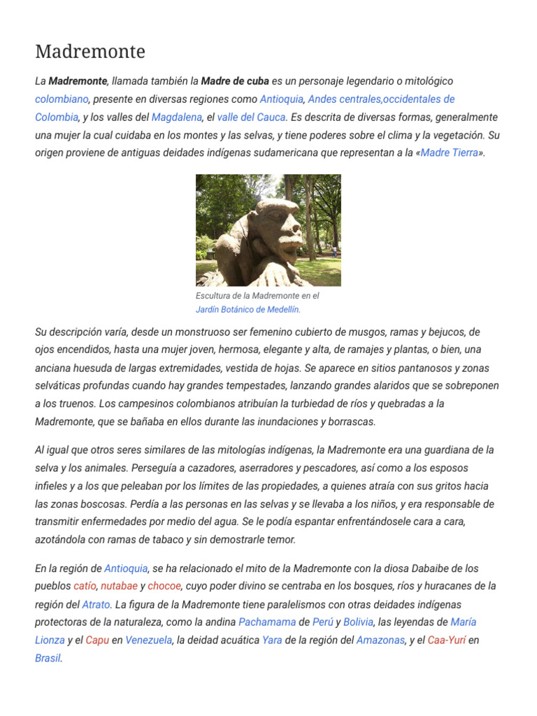 Madremonte - Wikipedia, La Enciclopedia Libre | PDF | Colombia