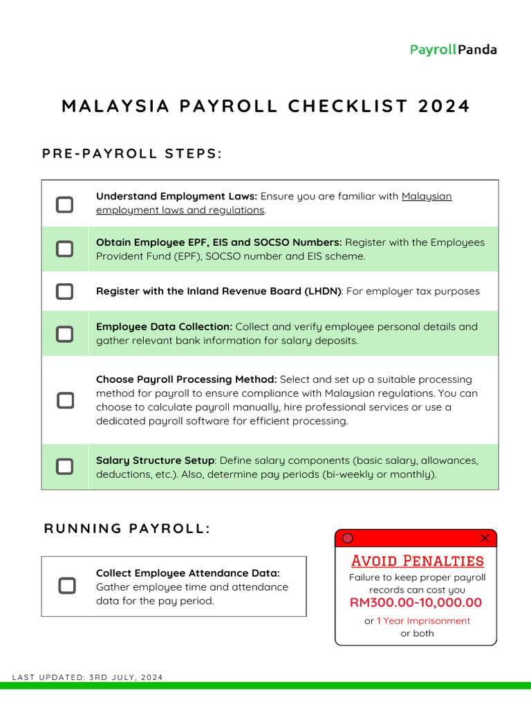 Malaysia Payroll Checklist 2024 - Poster | PDF | Payroll | Salary