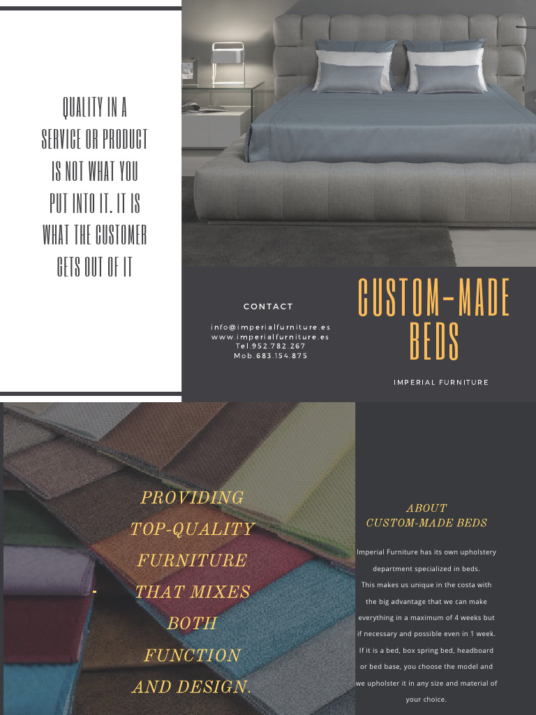 Custom Made Beds Brochure | PDF | Upholstery | Bed