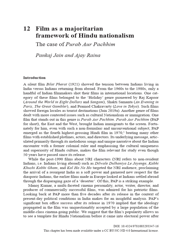 PURAB AUR PASCHIM The Case of Hindu Nati | PDF