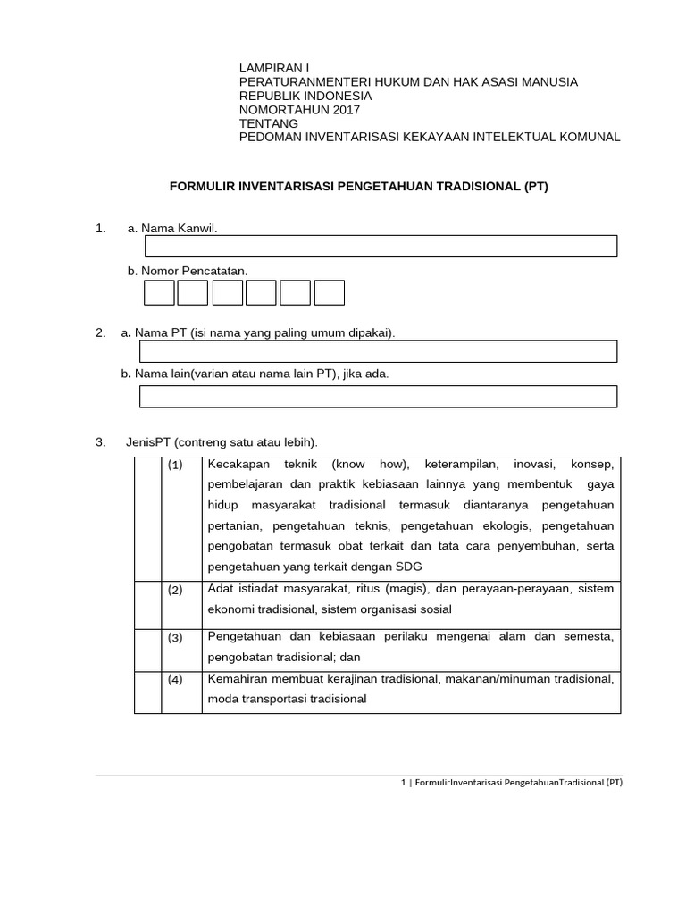 FORMULIR Inventarisasi PT | PDF