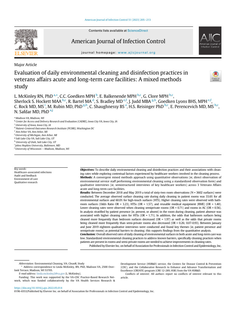 Ajic - Evaluation of Daily Environmental Cleaning and Disinfection ...