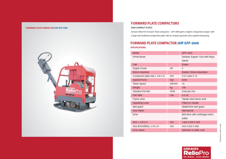 Greaves Forward Plate Compactor - GFP 3000 | PDF | Vehicles ...